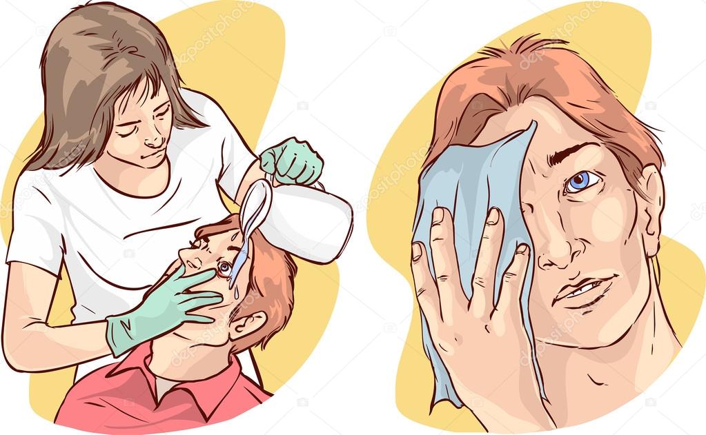 Nurse washing the patient's eyes with water Stock Vector Image by ...