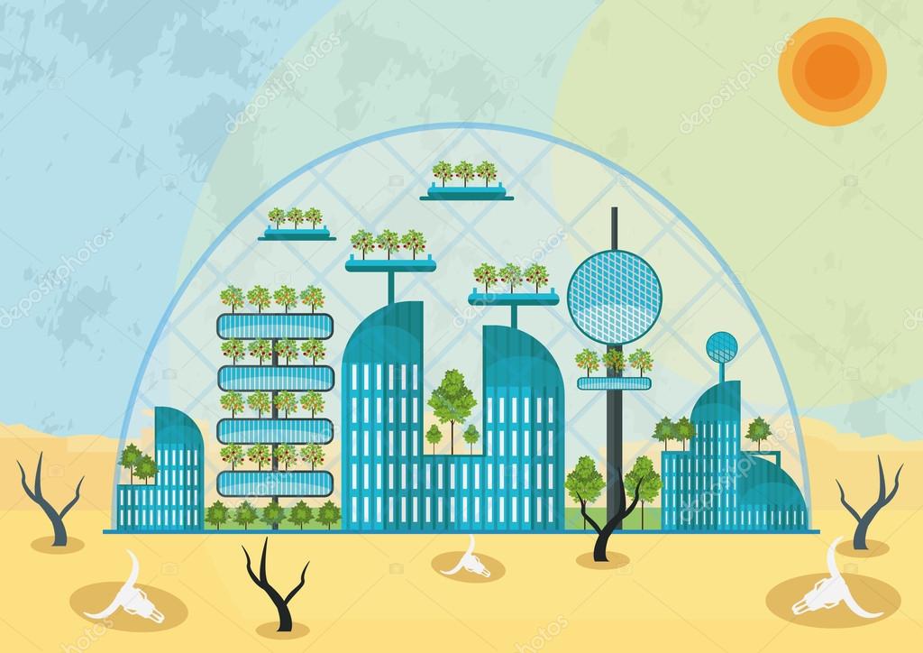 Concept of the future city — Stock Vector © ValentinaKru #108149648