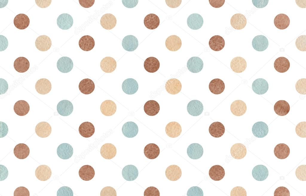 Watercolor brown, beige and blue polka dot background. — Stock Photo ...