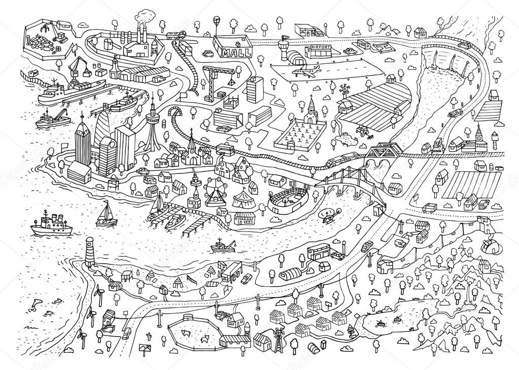 City Map Coloring Page