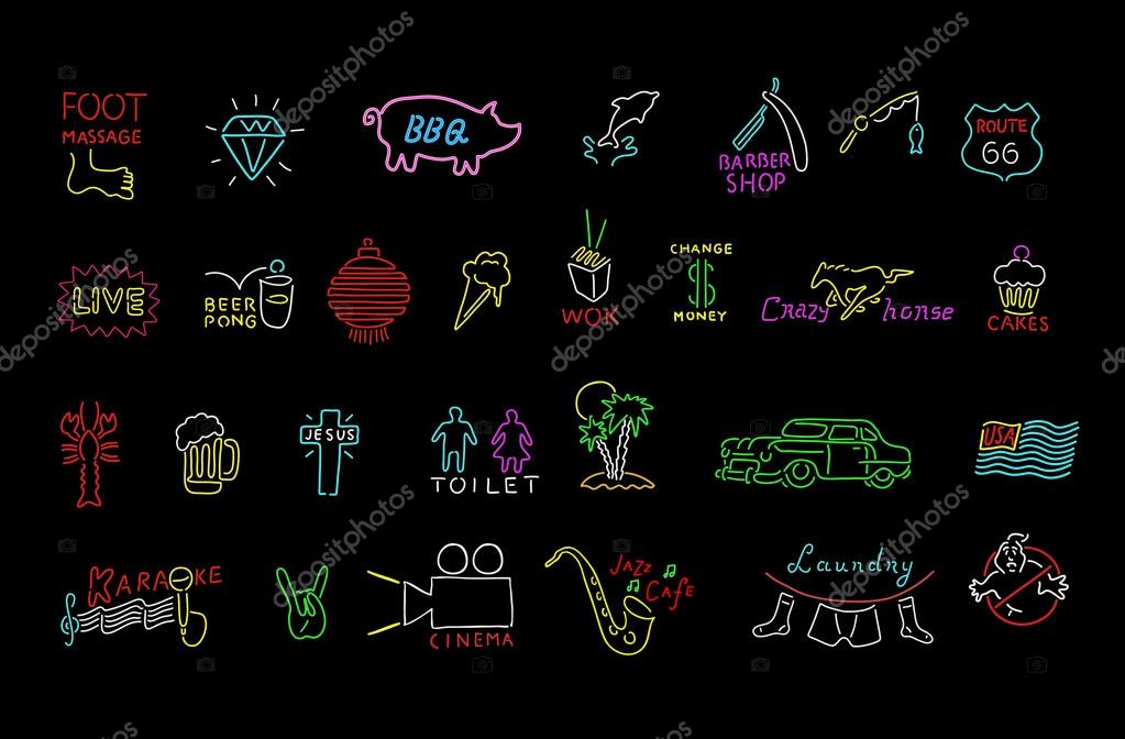 Collection of Neon signs — Stock Vector © WINS86 #95500872