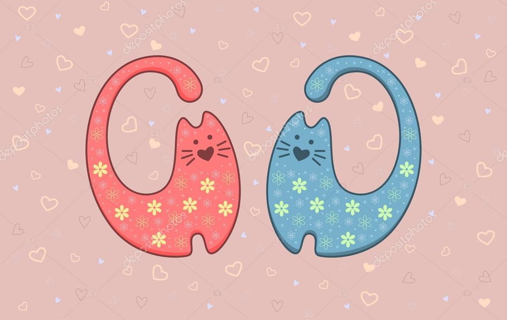 Vector illustration of two cats ⬇ Vector Image by © olyaruta.yandex.ru ...