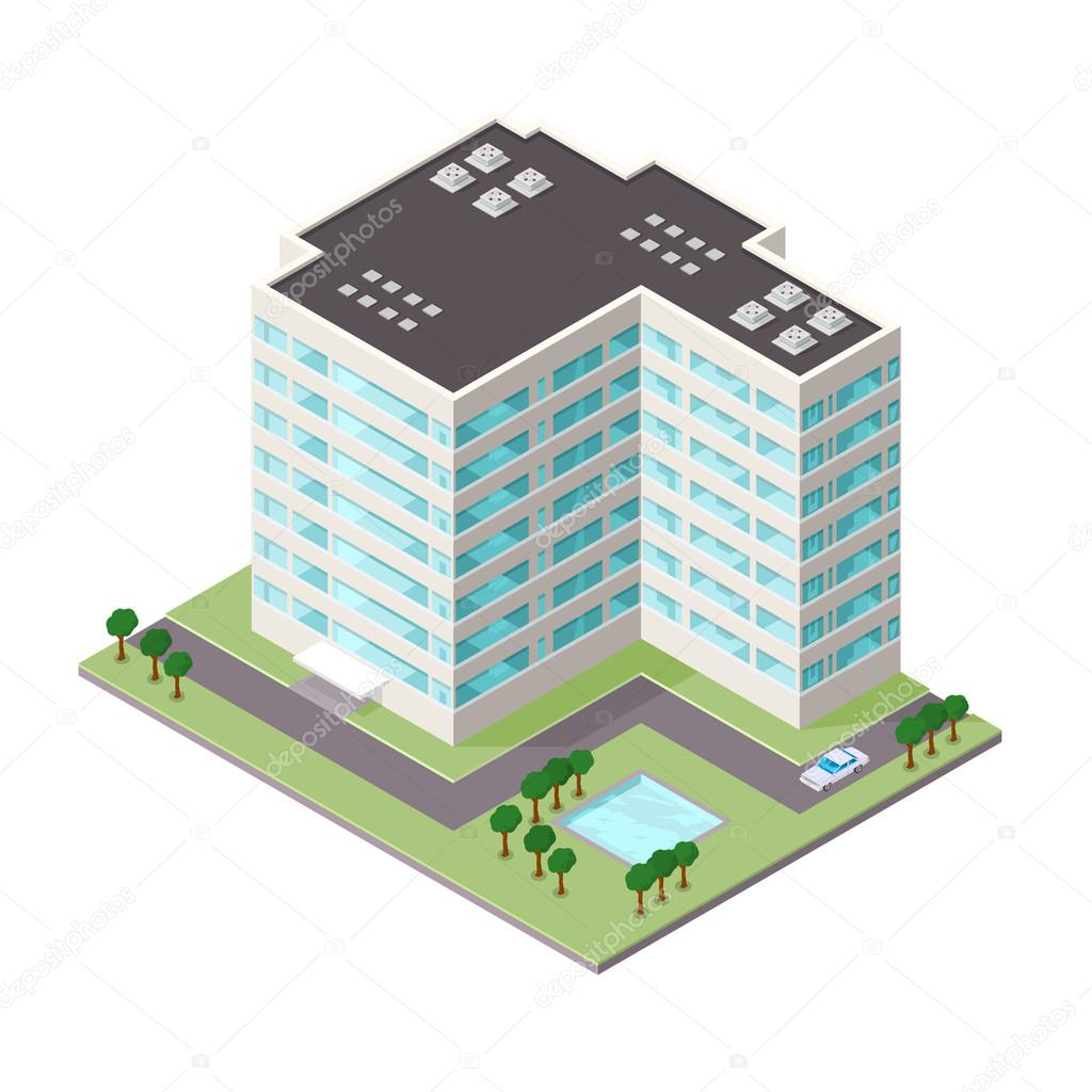 Modern Isometric Company Building Stock Vector by ©grimgram 94934794