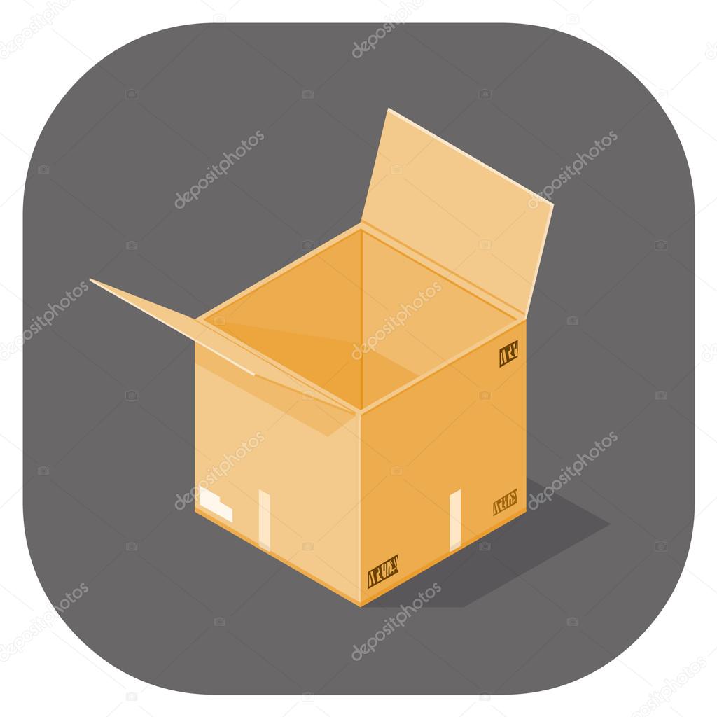 An Isometric vector illustration of an industrial cardboard box icon ...