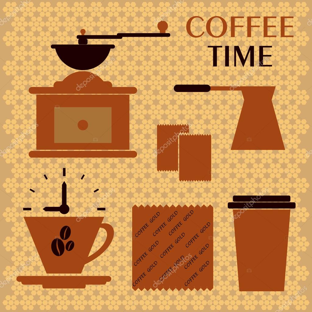Coffee flat collection drink decorative icons vector illustratio Stock ...