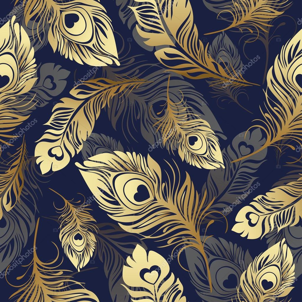 Gold feathers seamless pattern. Rich , luxury design, expensive jewelry ...