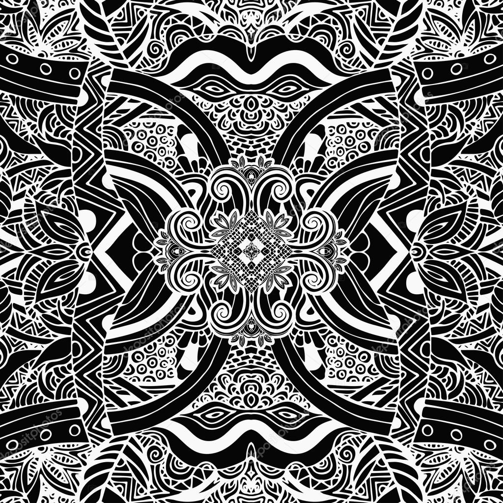 Monochrome Black And White Pattern Boho Style Ethnic Ornament