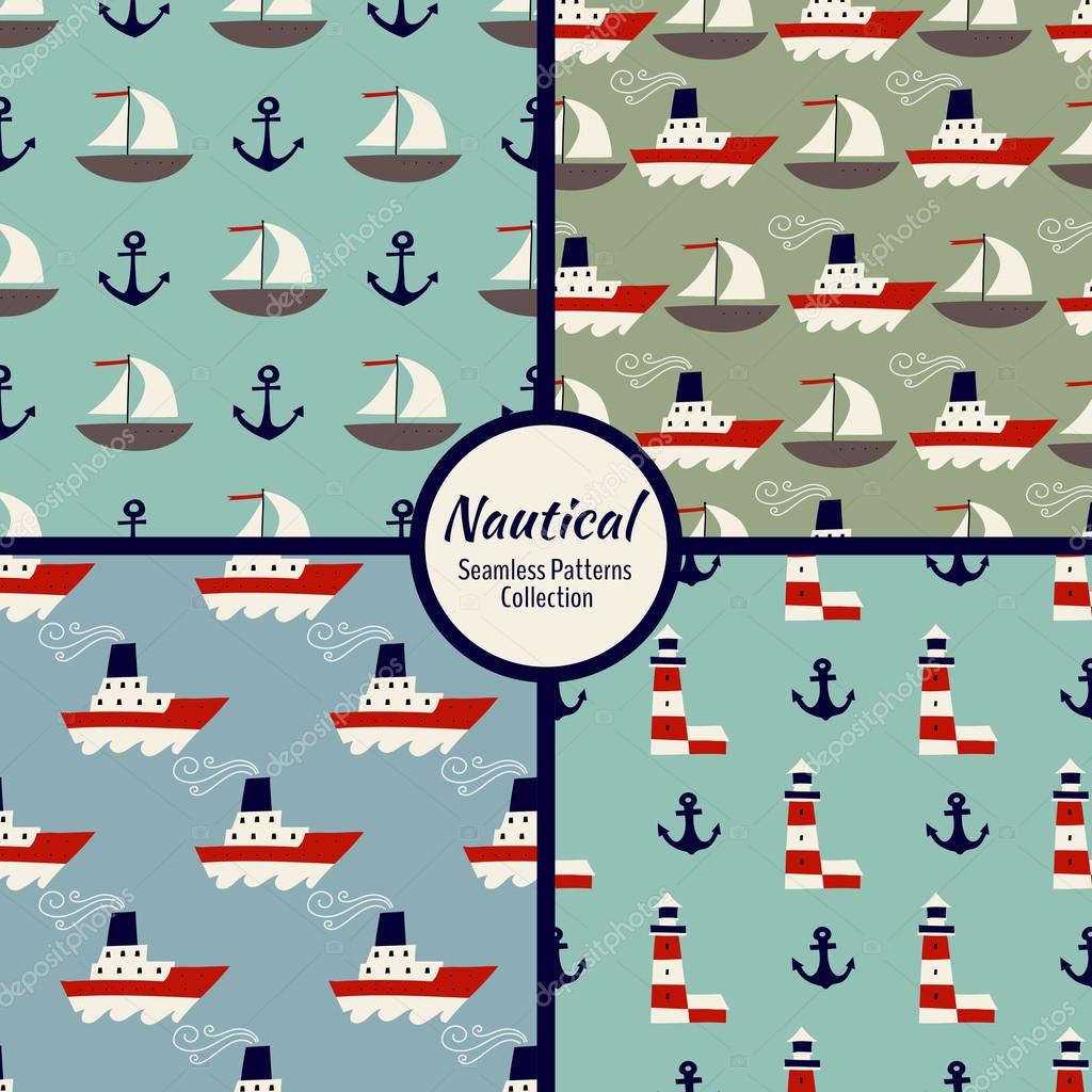 Kids seamless nautical patterns Stock Vector by ©AnnaIsaeva #95347490