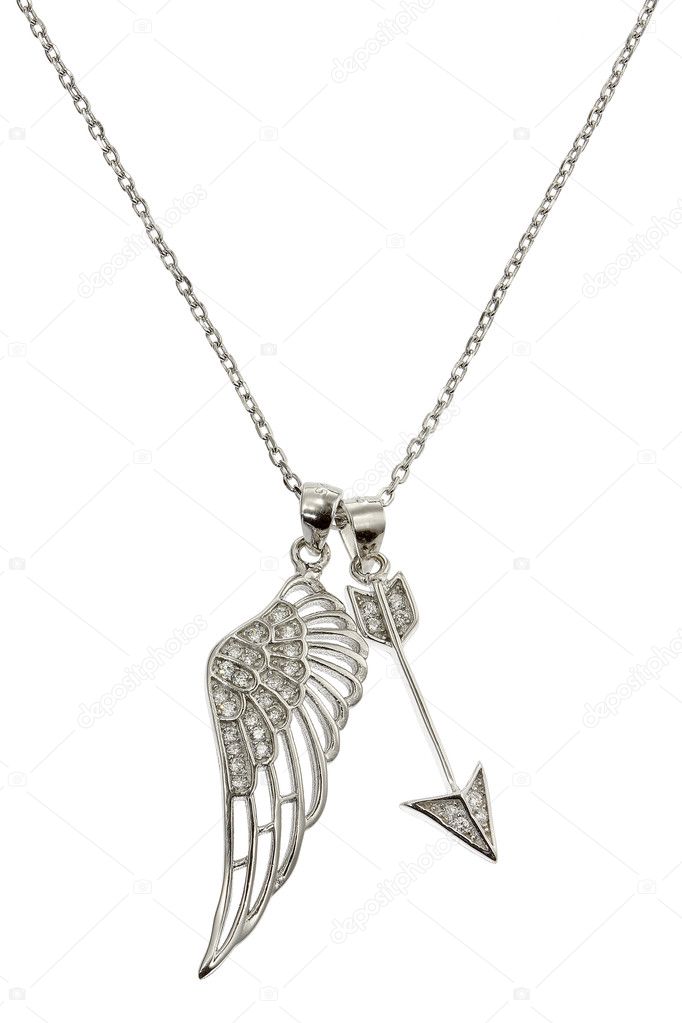 Silver jewelry chain with pendant — Stock Photo © shutterman #111118476