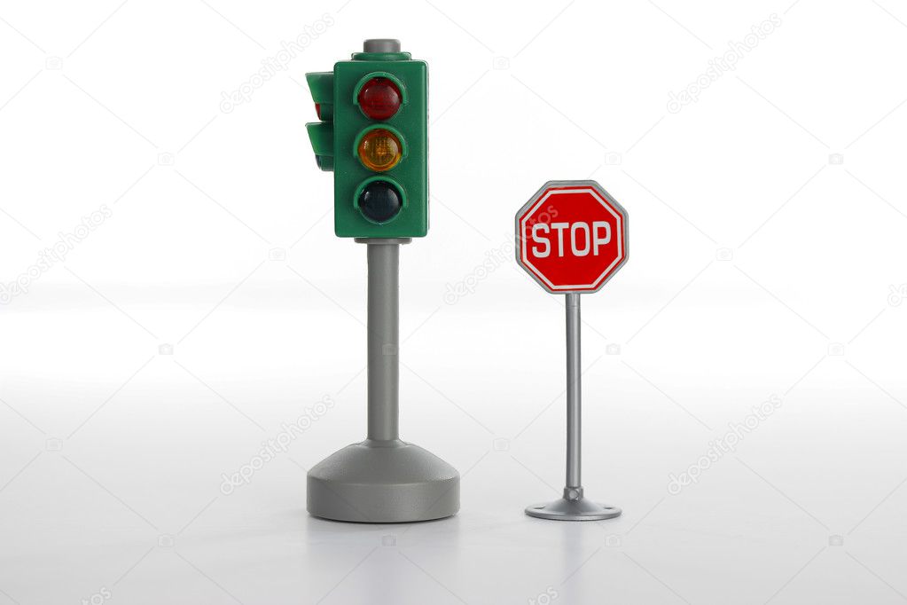Traffic light and stop road sign Stock Photo by ©shutterman 98432874