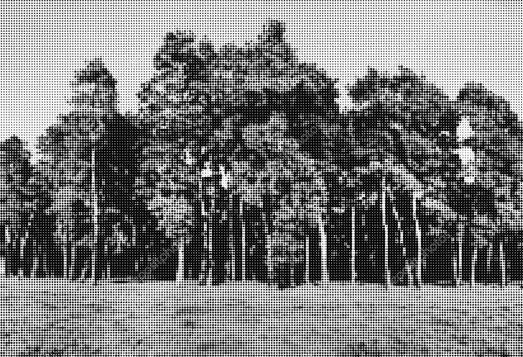 Trees halftone black and white wector illustration Stock Vector by ...