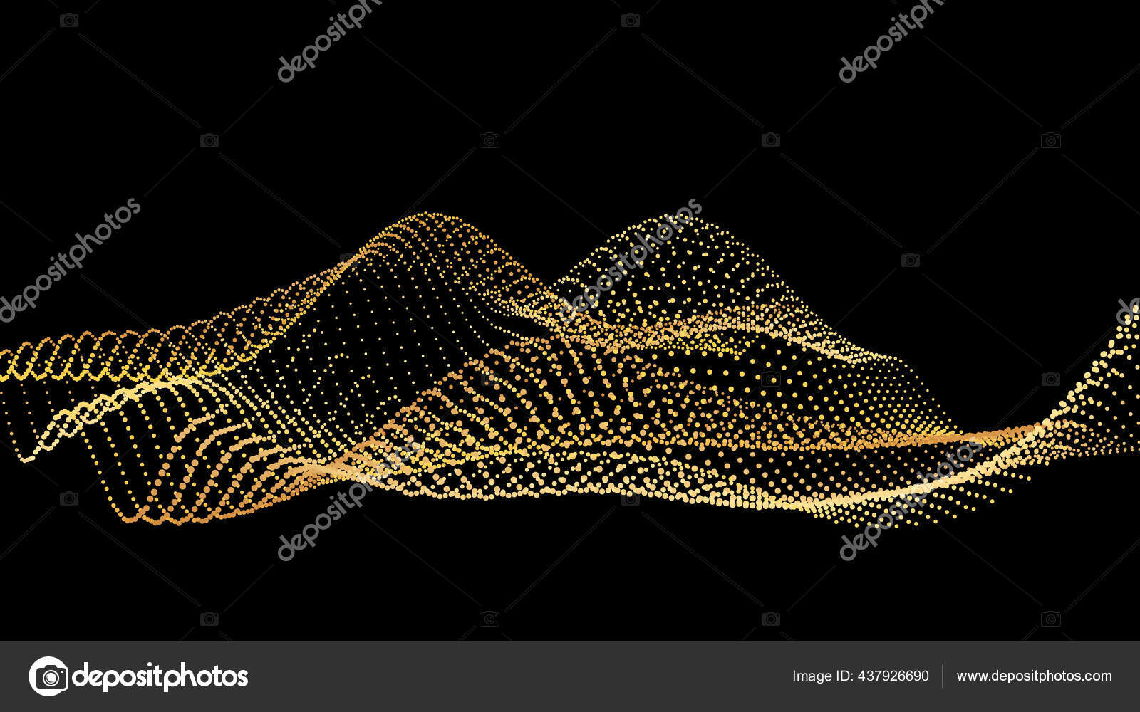 Sound Wave Node Gold Interface Big Data Flow Copy Space Stock Vector ...