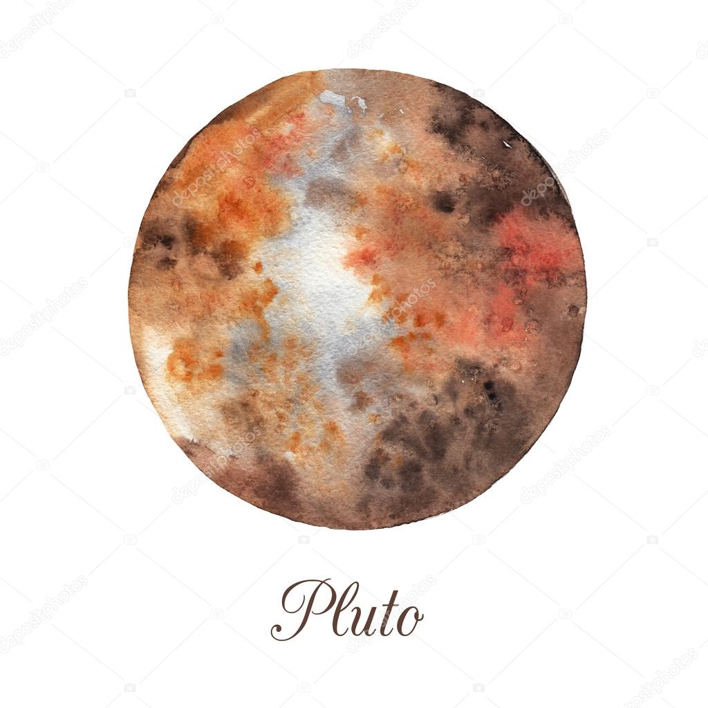 Planet Pluto. Watercolor illustration isolated on white background ⬇ ...