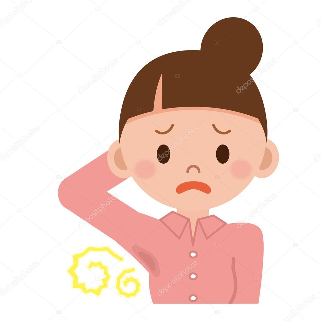 Las mujeres se preocupan por el olor corporal Vector de stock por ...