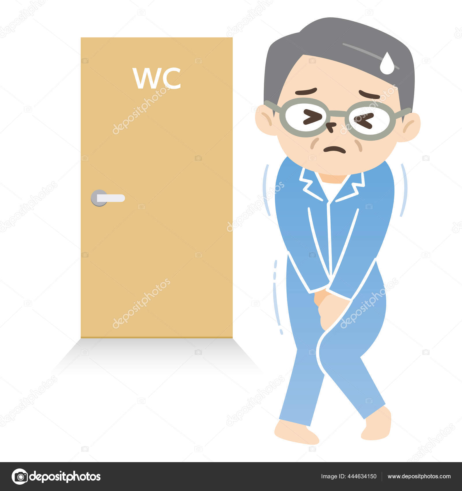 Hombre Mayor Que Soporta Orinar Frente Inodoro Vector de stock por ...