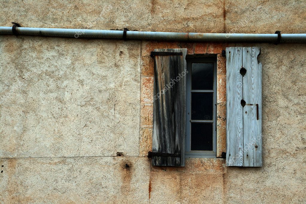Old window with open and closed shutters — Stock Photo ...