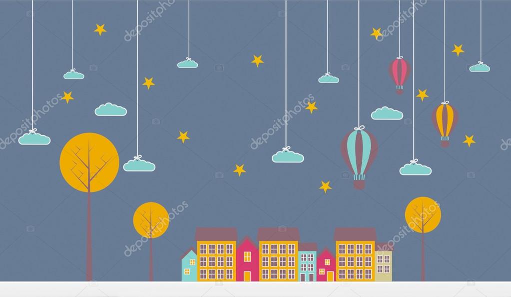 Graphic small city Stock Illustration by ©geerati@gmail.com #107779526