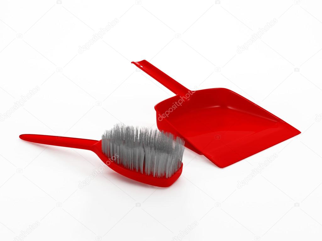 Red dustpan and broom stick isolated Stock Photo by ©geerati@gmail.com ...