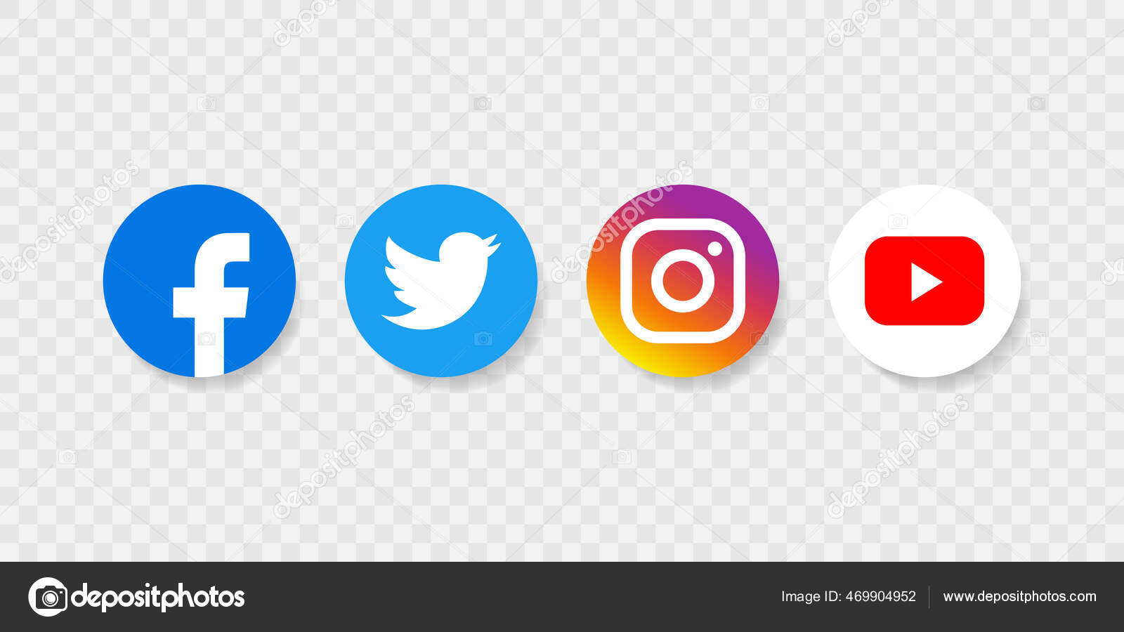 Facebook Twitter Instagram Youtube Logo Social Media Icons Vector Set