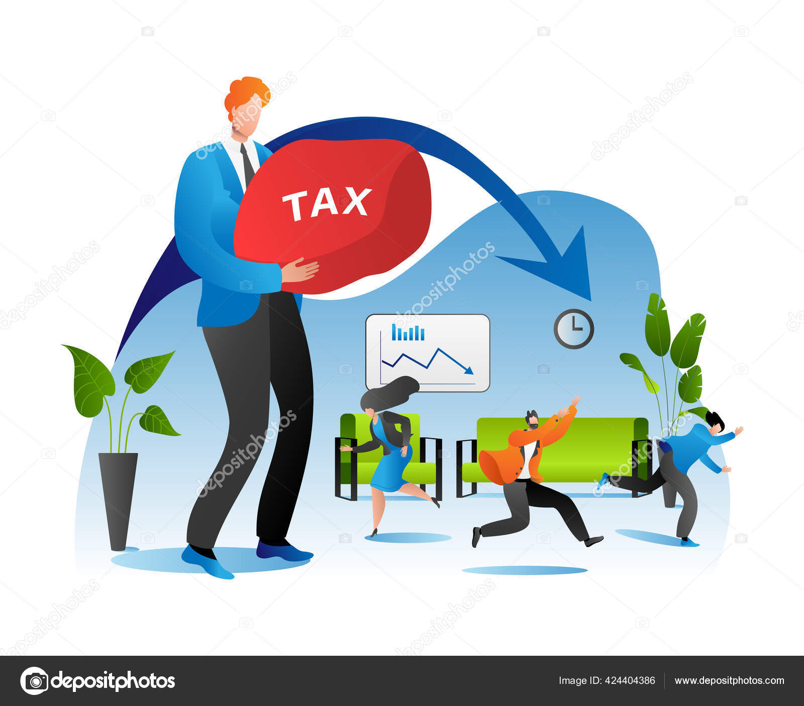 Tax burden for business or person vector illustration. Businessman ...
