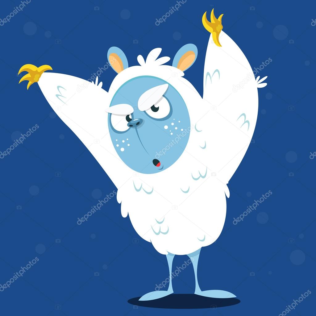 Enojado monstruo de dibujos animados yeti. Vector Halloween bigfoot ...