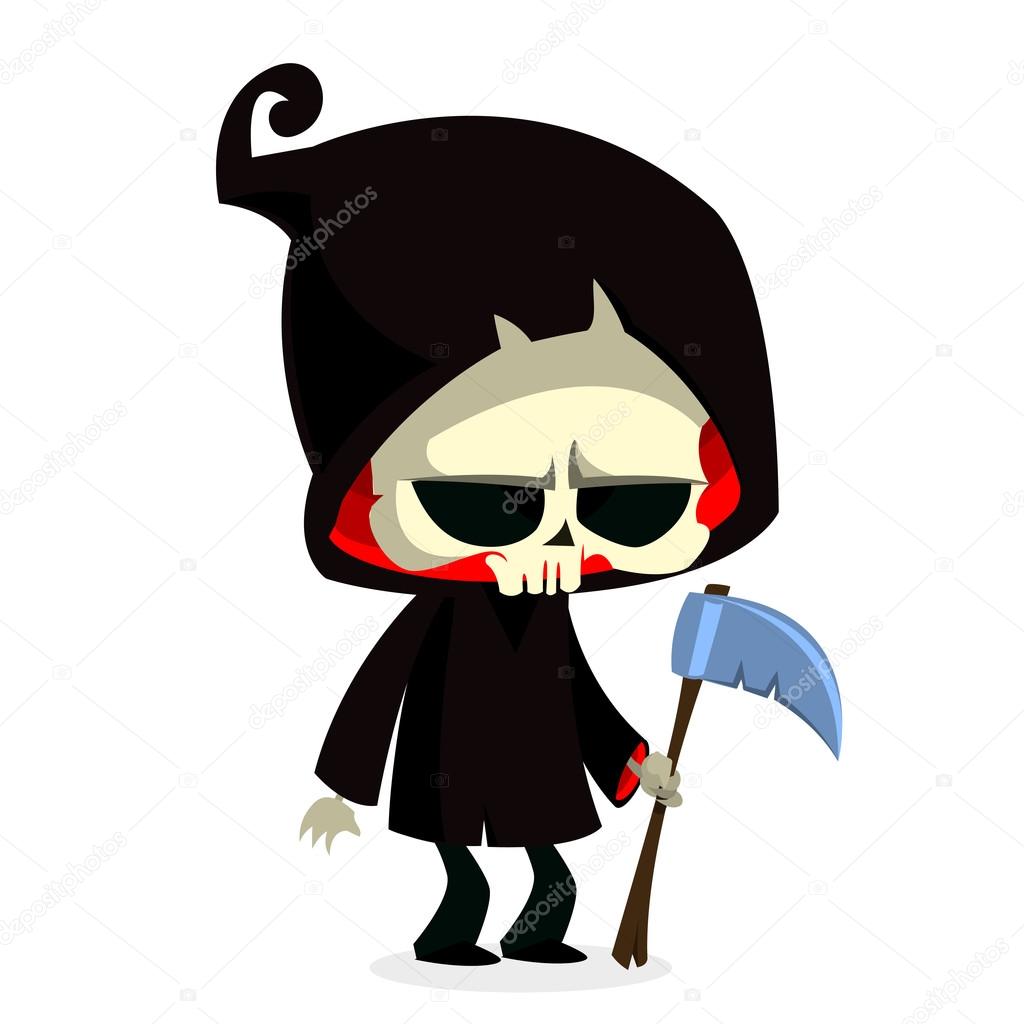 Vector illustration of cartoon death Halloween monster mascot isolated ...