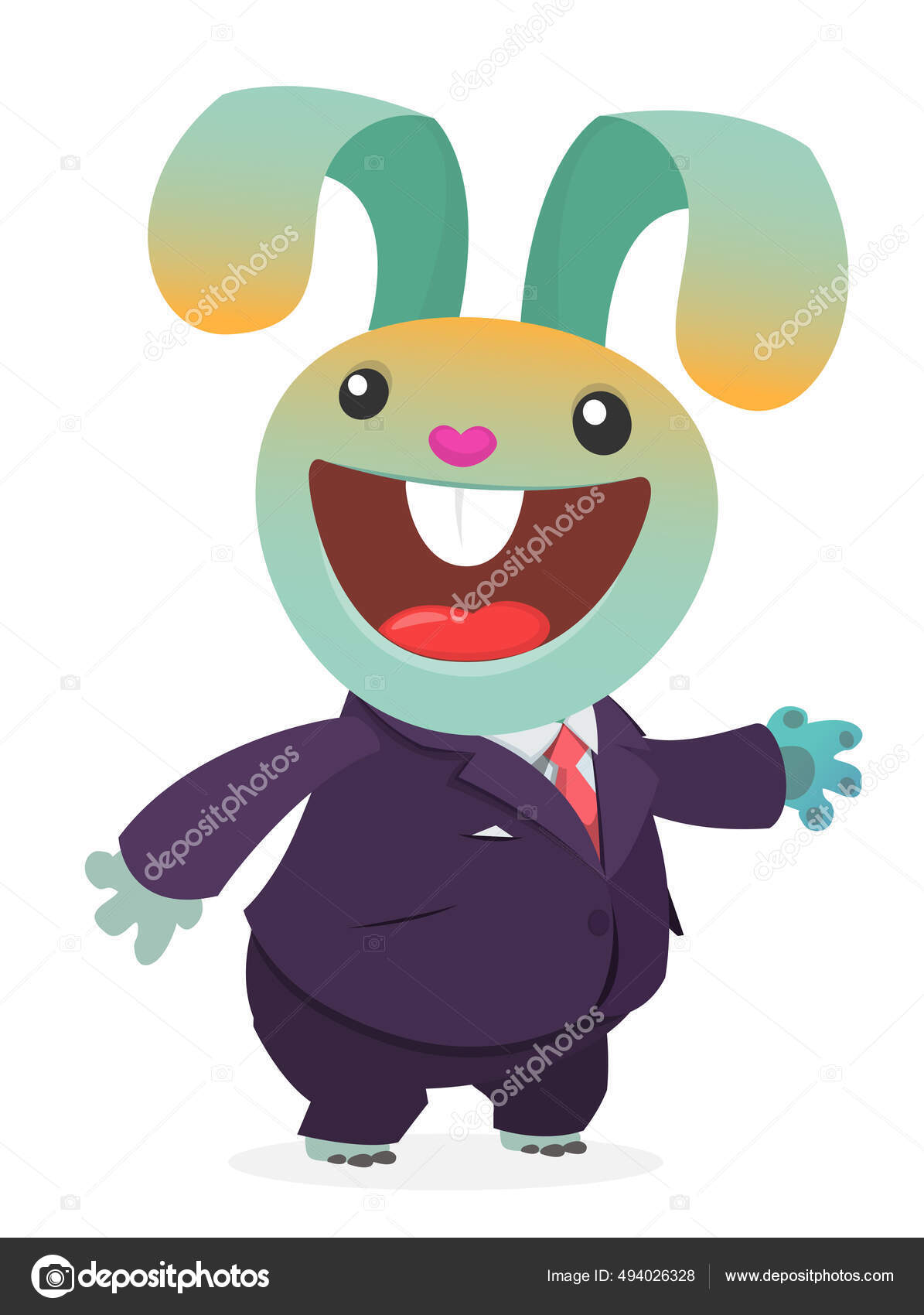 Cartoon Funny Smiling Bunny Rabbit Wearing Tuxedo Business Suit Vector ...