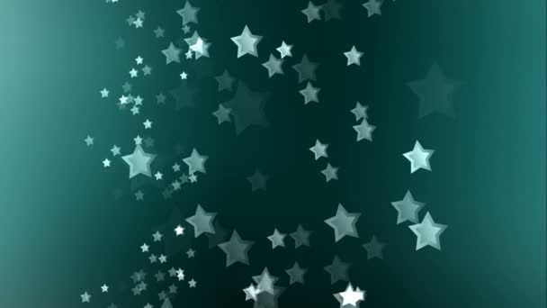 Animated nice visual slow moving white star particles on cyan backdrop ...