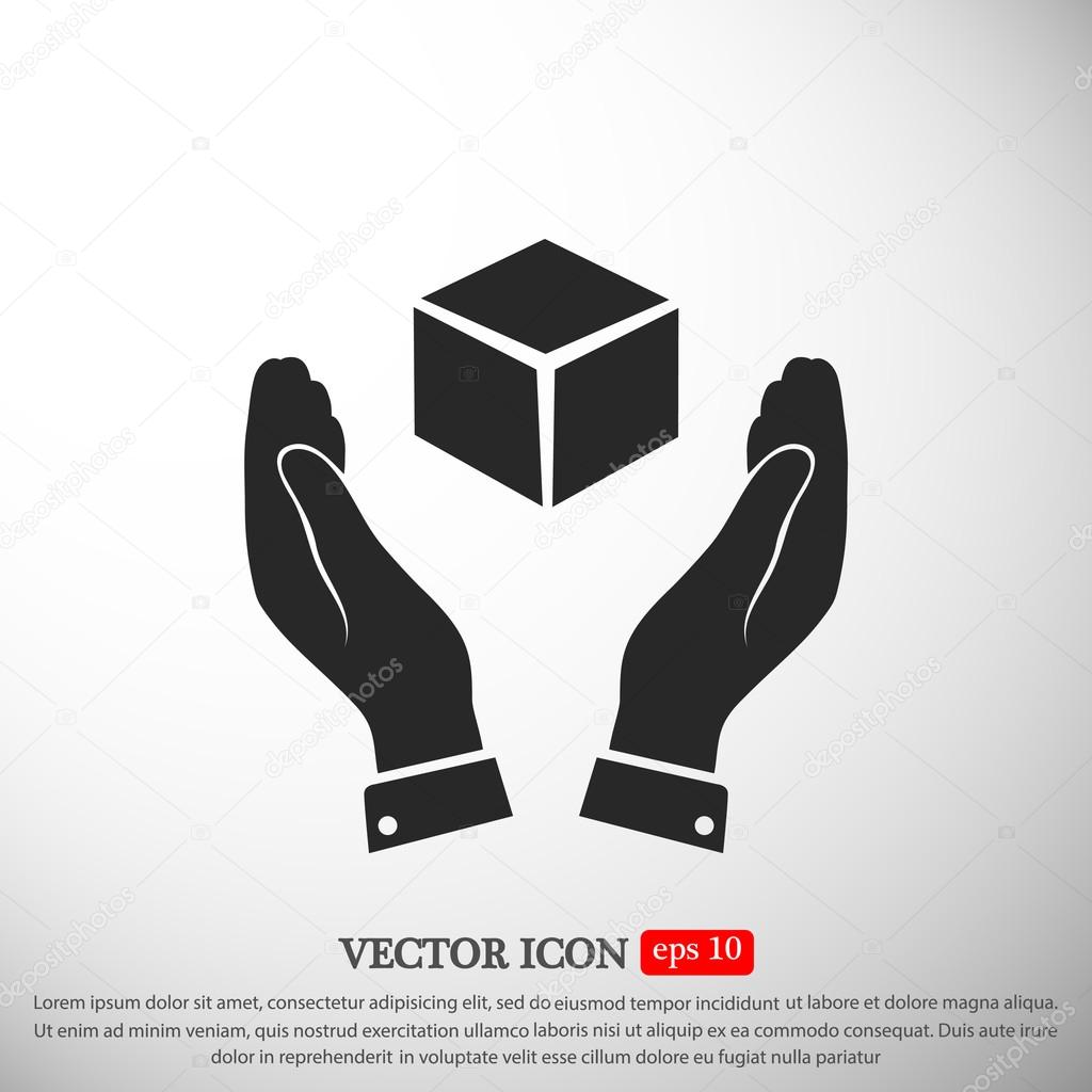 Cube icon in hands Stock Vector Image by ©SimVA #115570108