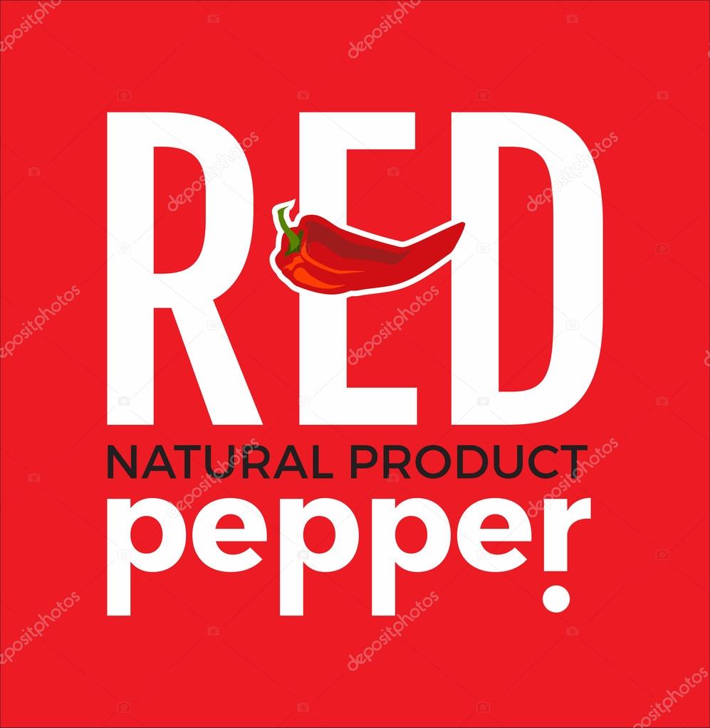 White logo with word Red pepper natural product , design elements chili ...