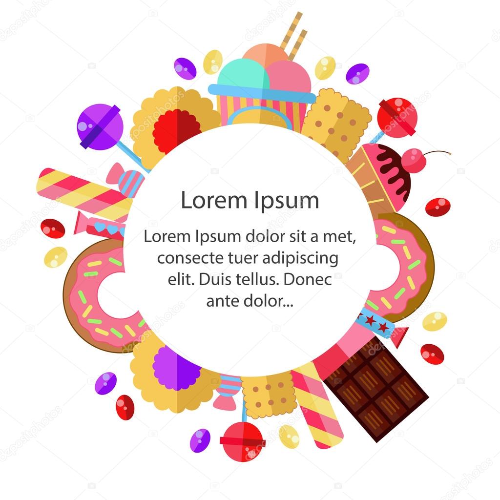 Sweets flat border — Stock Vector © Olizabet #100235556