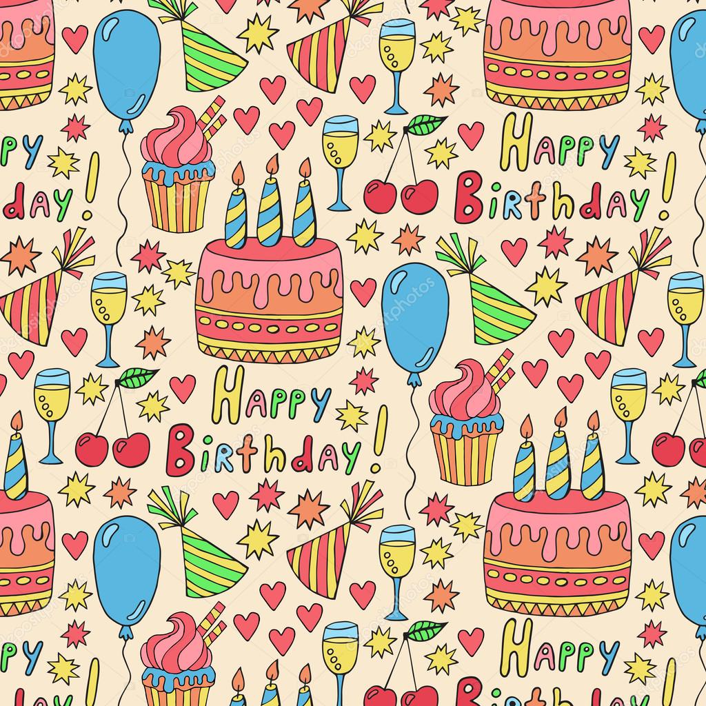 Hand drawn seamless birthday pattern Stock Vector Image by ©Olizabet ...