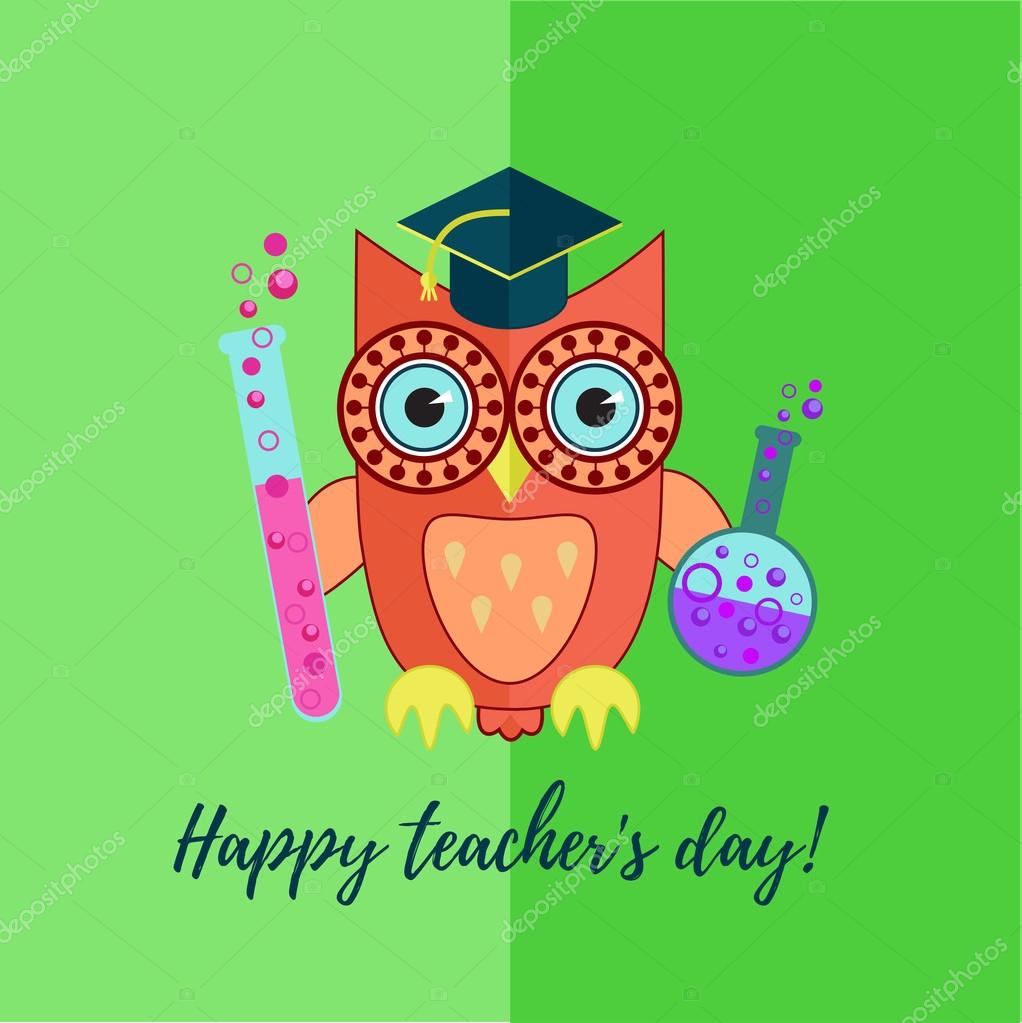Feliz búho de día del maestro . Vector de stock por ©Olizabet 107126024
