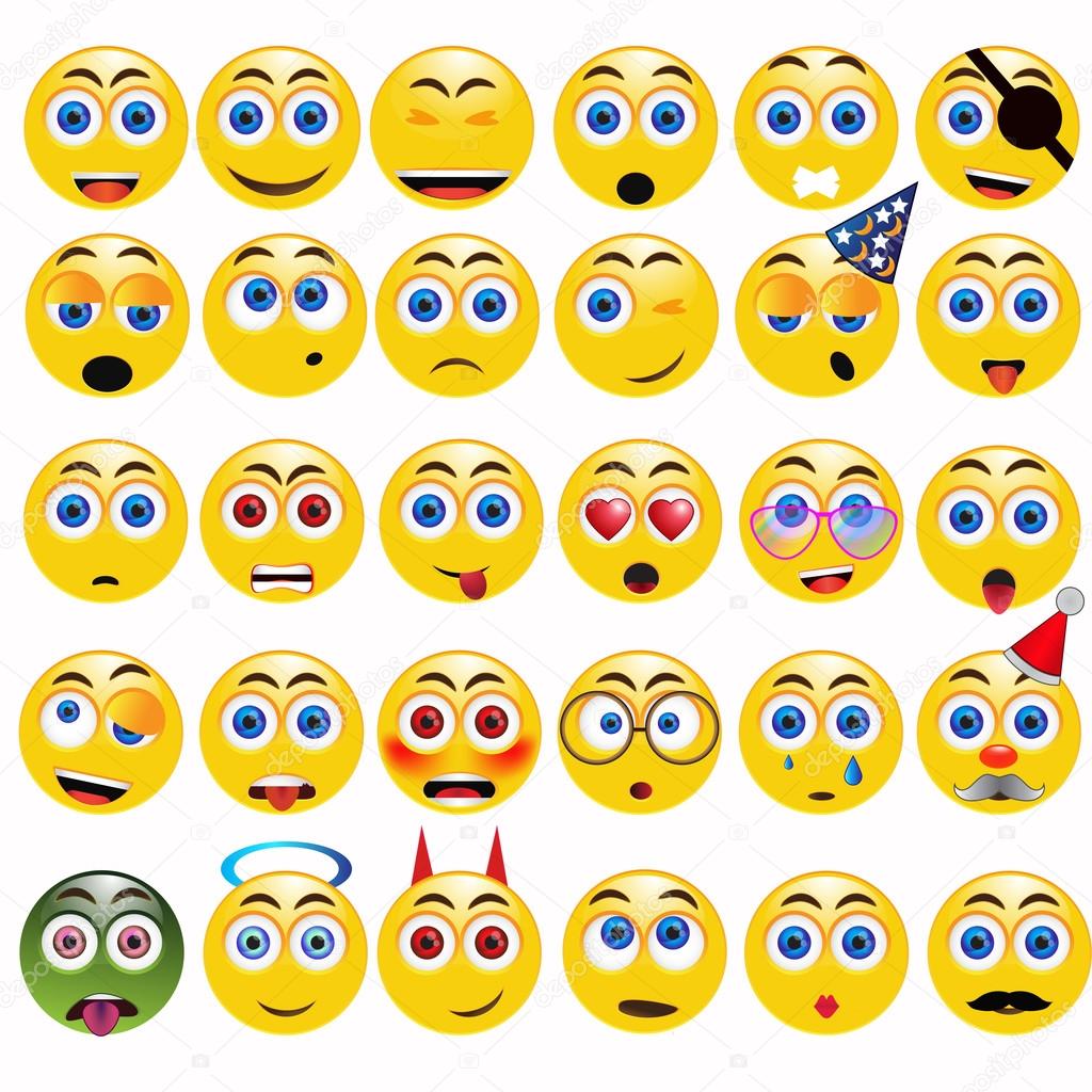 Yellow classic emoticons emoji collection Stock Vector Image by ...