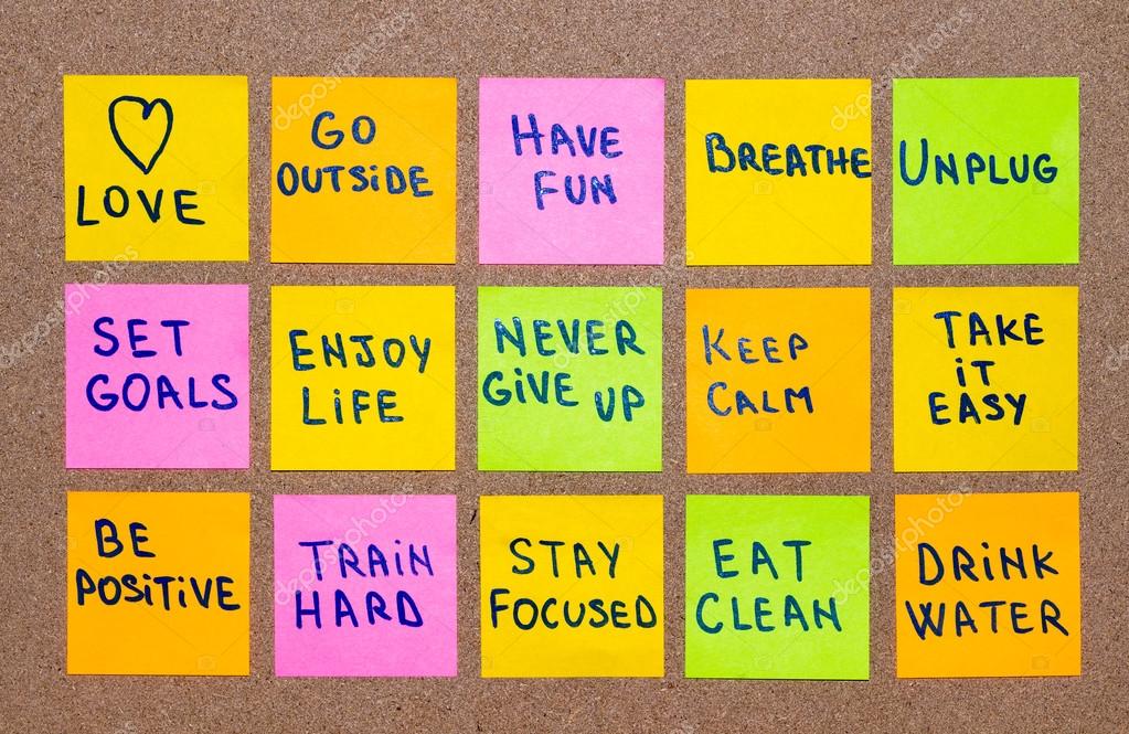 Motivational lifestyle on sticky notes Stock Photo by ©DaLiu 116657742