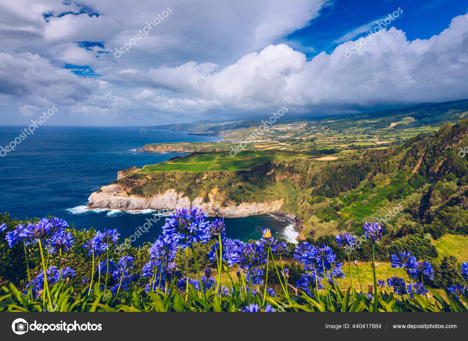 Azores Panoramic View Natural Landscape Wonderful Scenic Island ...