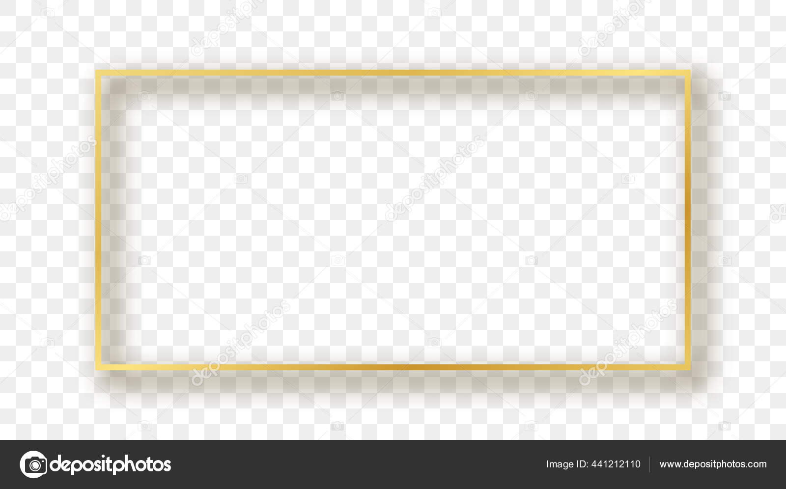 Gold Glowing Rectangular Shape Frame Shadow Isolated Transparent ...