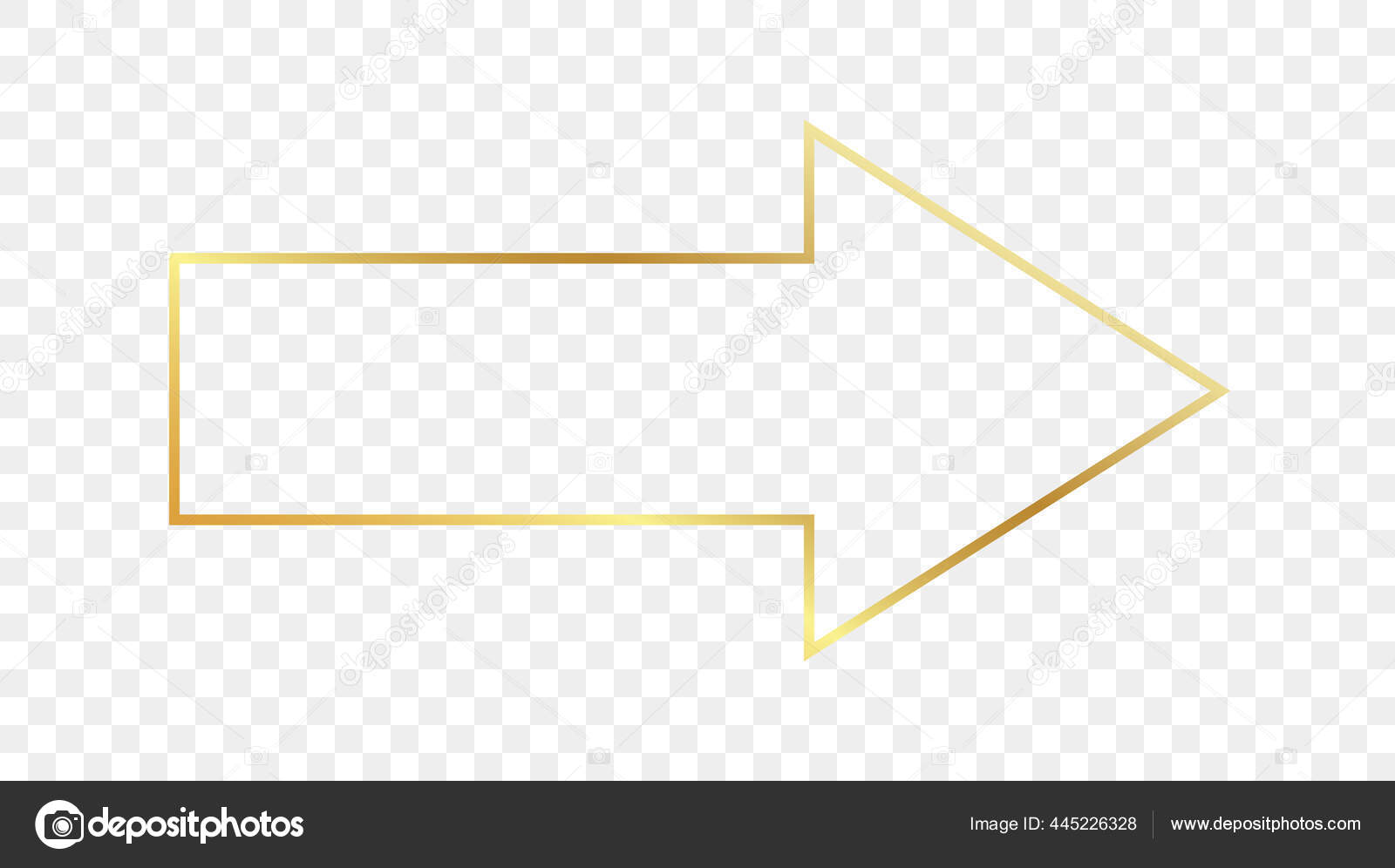 Marco Forma Flecha Brillante Dorado Aislado Sobre Fondo Transparente ...