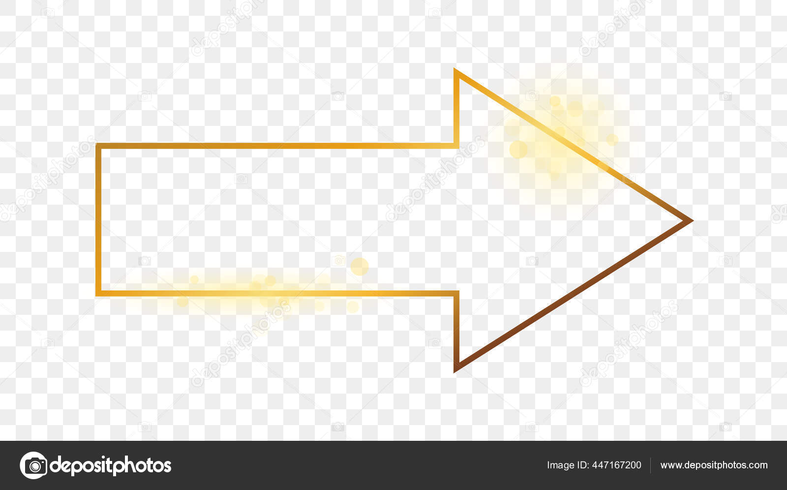 Marco Forma Flecha Brillante Dorado Aislado Sobre Fondo Transparente ...
