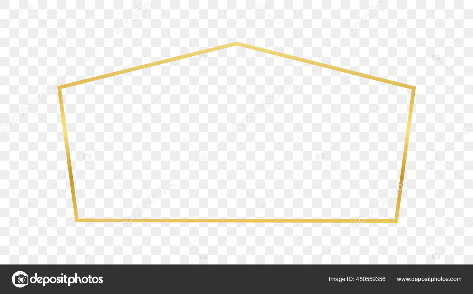 Gold Glowing Tetragon Shape Frame Isolated Transparent Background Shiny ...