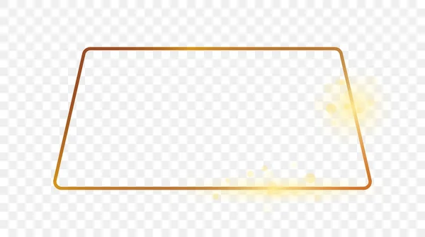 Bingkai Persegi Panjang Bulat Bercahaya Emas Diisolasi Pada Latar Transparan Vektor Stok oleh ...
