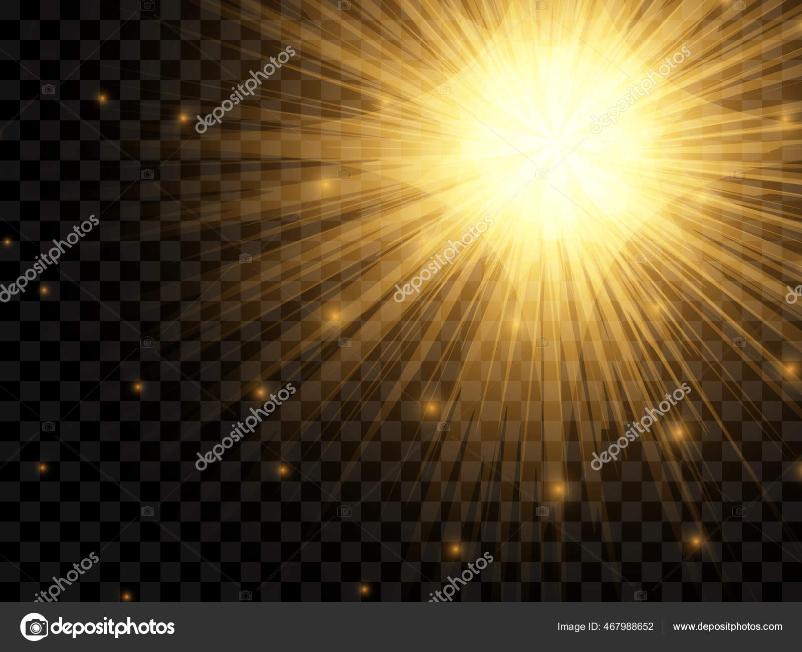 Sinar Matahari Pada Latar Belakang Transparan Sinar Cahaya Kuning Yang ...