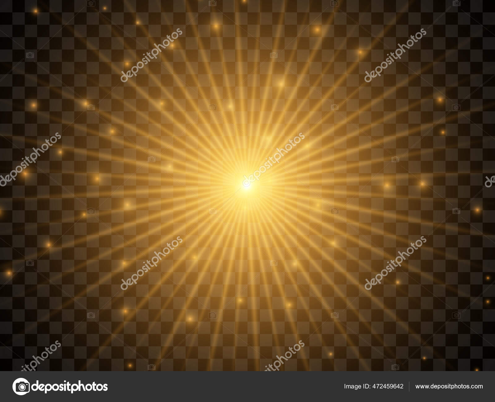 Sunlight Transparent Background Isolated Yellow Rays Light Vector ...