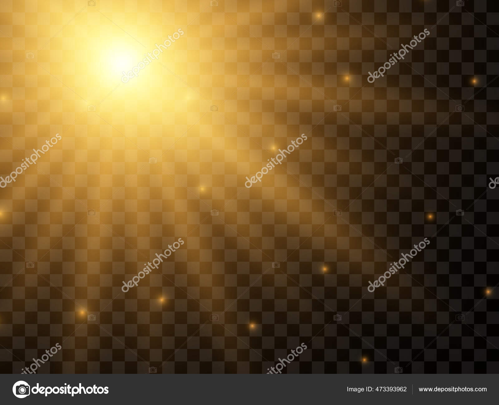 Sunlight Transparent Background Isolated Yellow Rays Light Vector ...