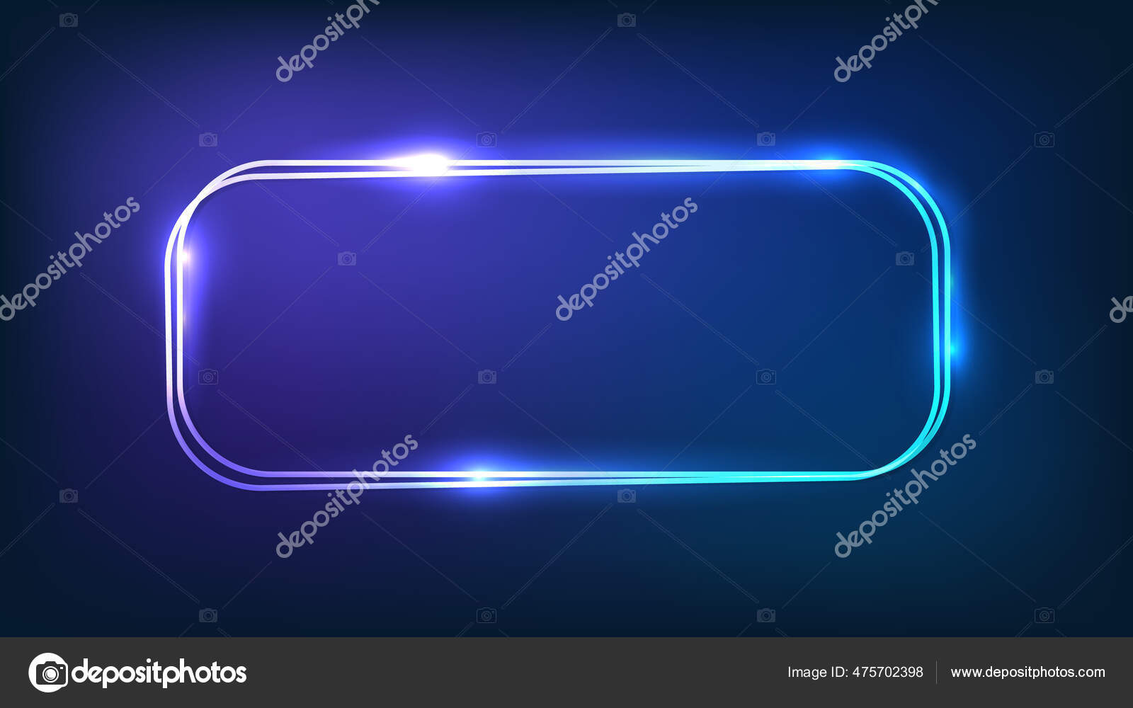 Neon Double Rounded Rectangular Frame Shining Effects Dark Background ...