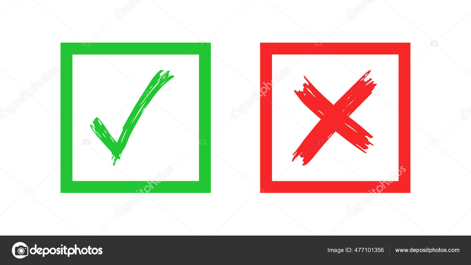 Hand Drawn Check Cross Sign Elements Isolated White Background Grunge ...