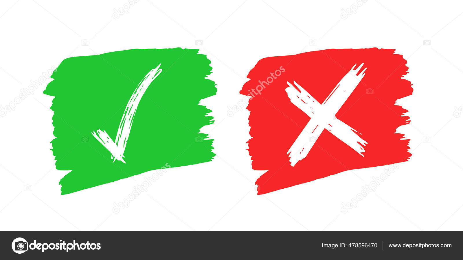 Hand Drawn Check Cross Sign Elements Isolated White Background Grunge ...