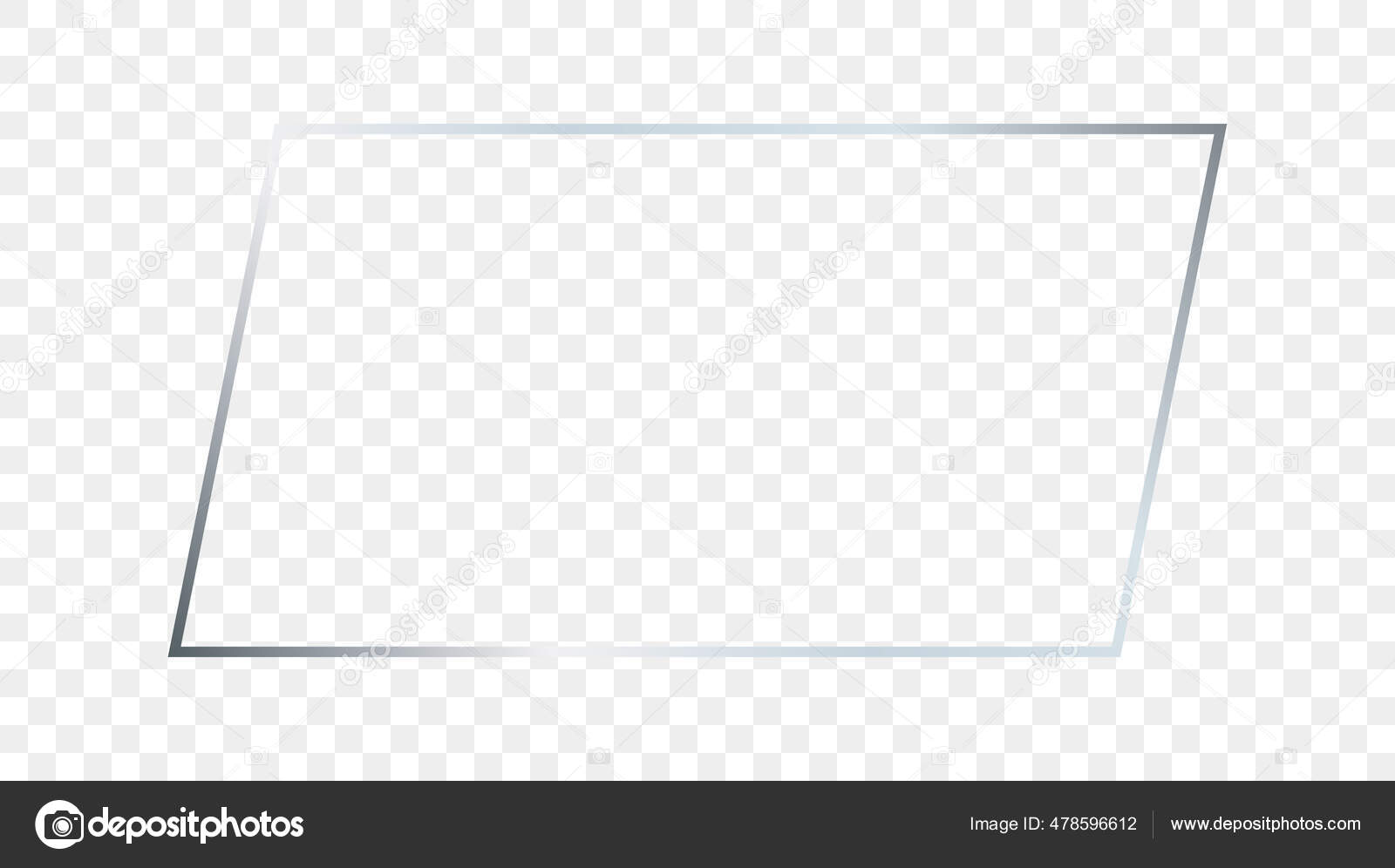 Marco Rectangular Brillante Plateado Aislado Sobre Fondo Transparente ...