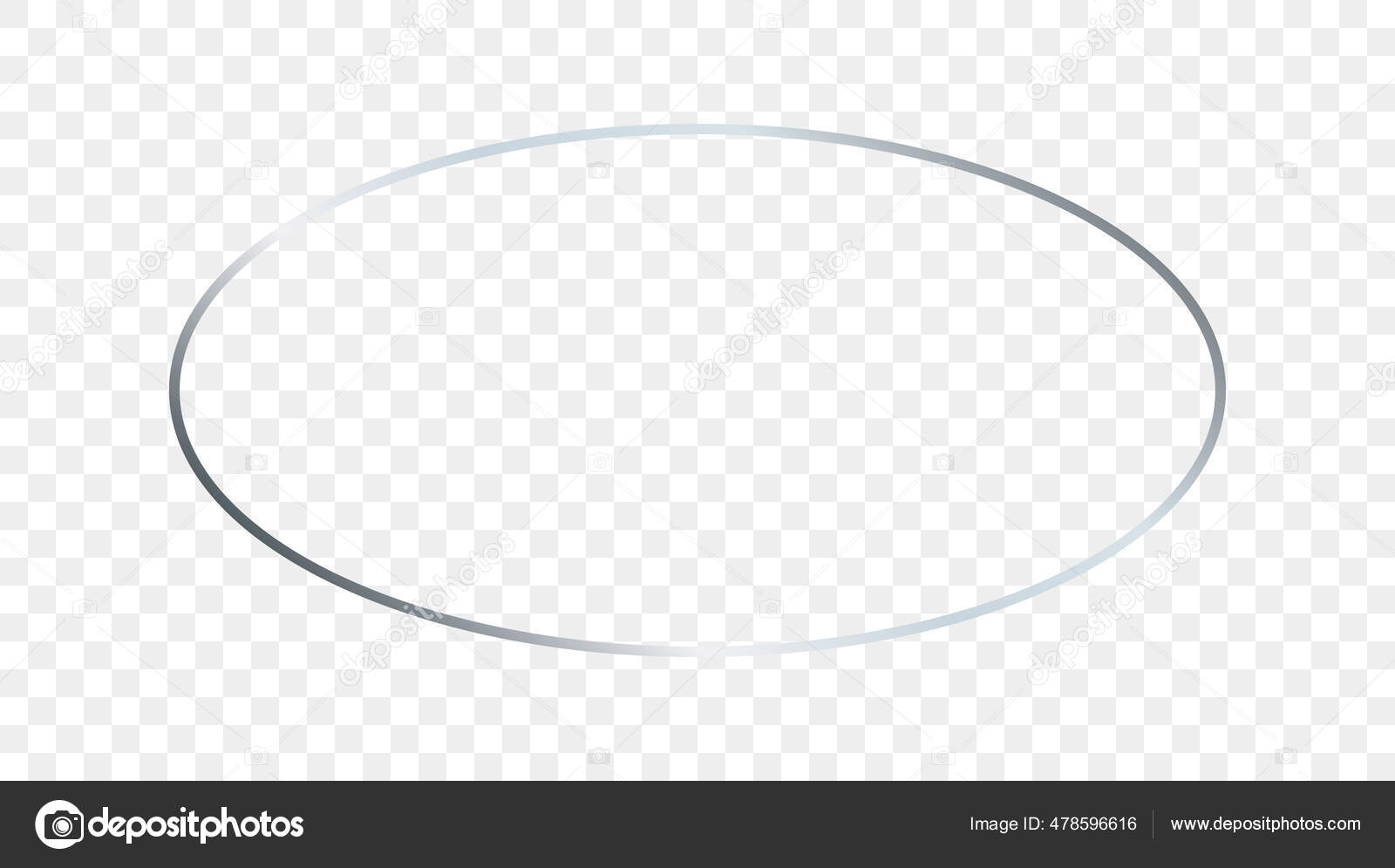 Silver Glowing Oval Shape Frame Isolated Transparent Background Shiny ...