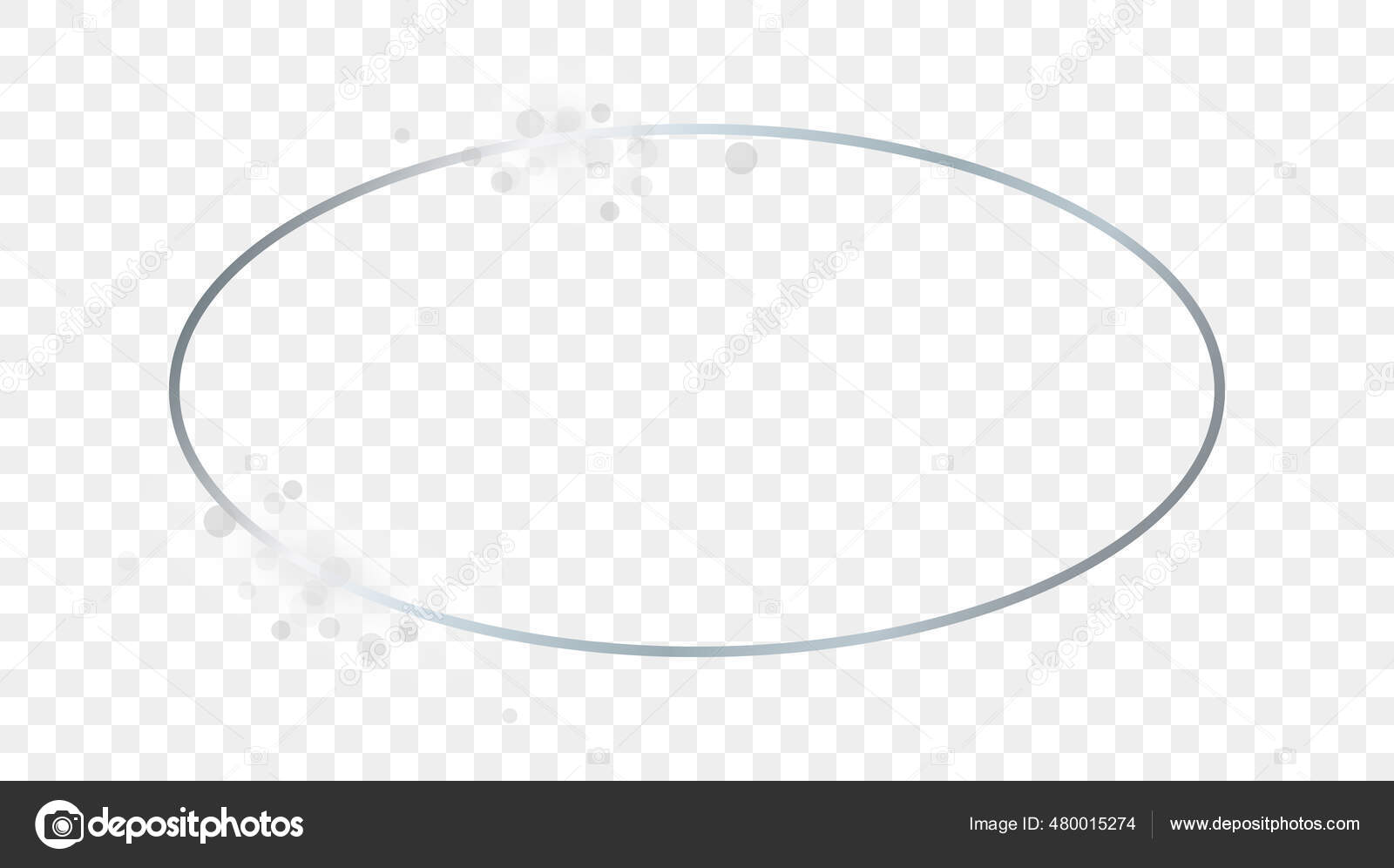 Silver Glowing Oval Shape Frame Sparkles Isolated Transparent ...